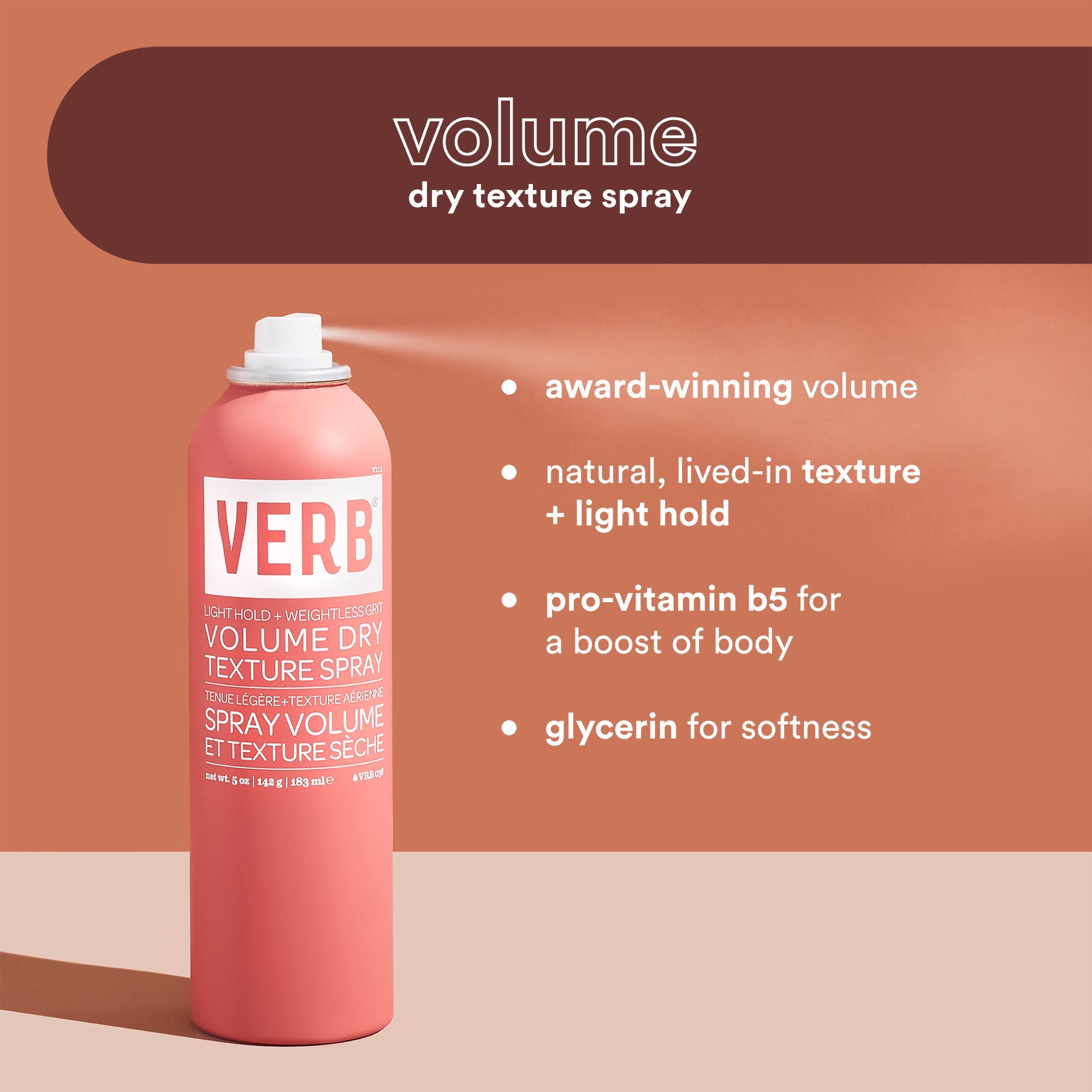 Volume Dry Texture Spray | Grit and Light Hold | Verb Hair Care